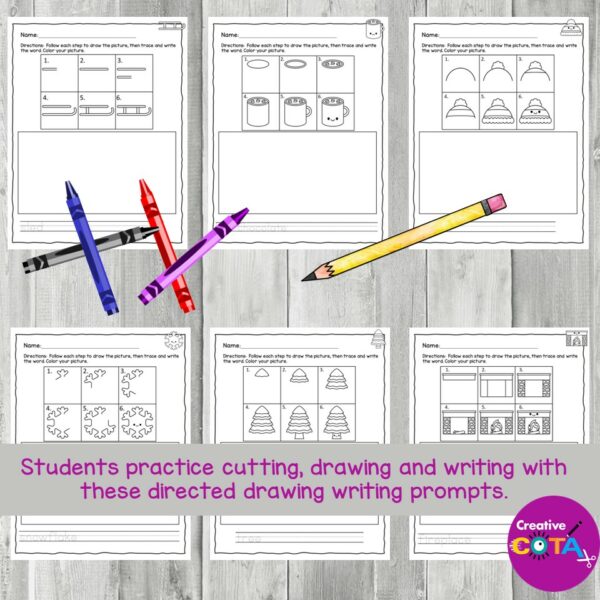 Winter Directed Drawing Writing Prompts | Made By Teachers