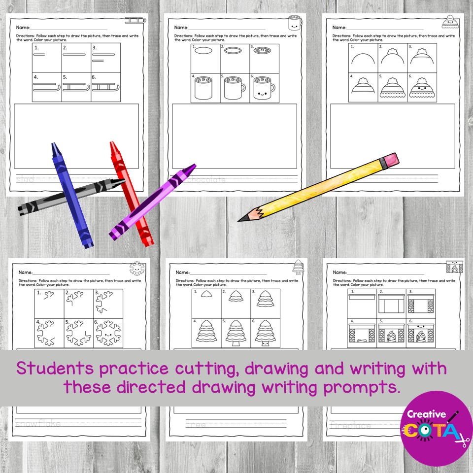 Winter Directed Drawing Writing Prompts | Made By Teachers