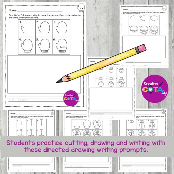 Winter Directed Drawing Writing Prompts | Made By Teachers