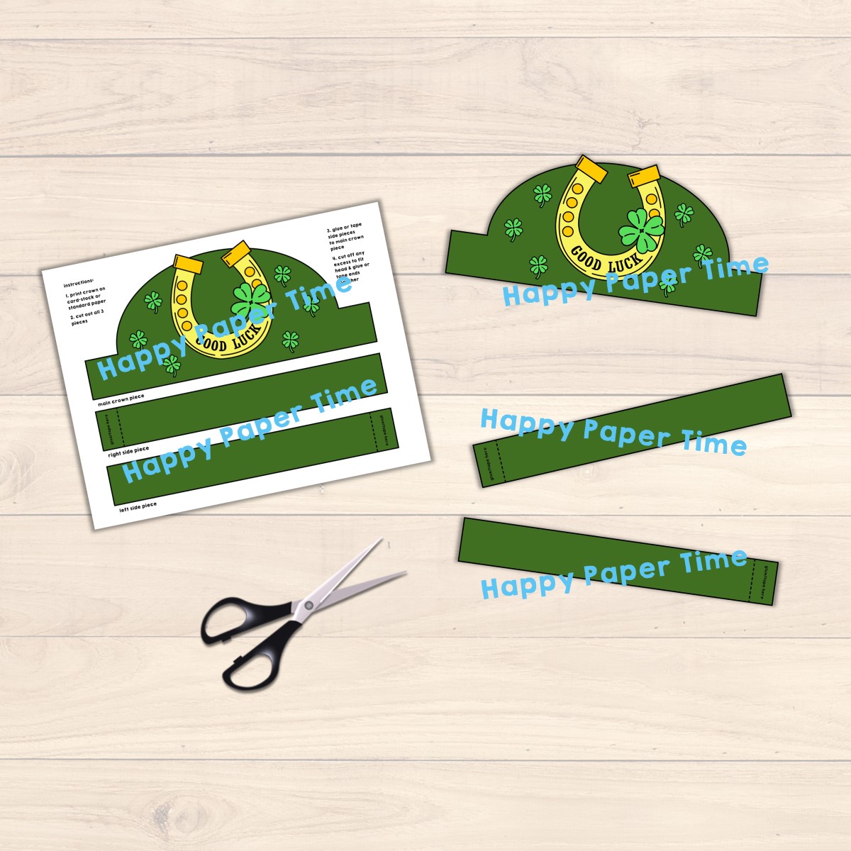 Lucky Horseshoe Paper Crown Headband Printable St. Patrick’s Day Craft ...