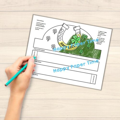 Lucky Horseshoe Paper Crowns Headband Printable Coloring St. Patrick’s ...