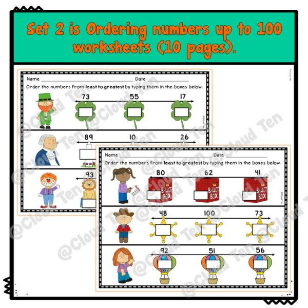 Order numbers in an open number line worksheets in Google Slides ...