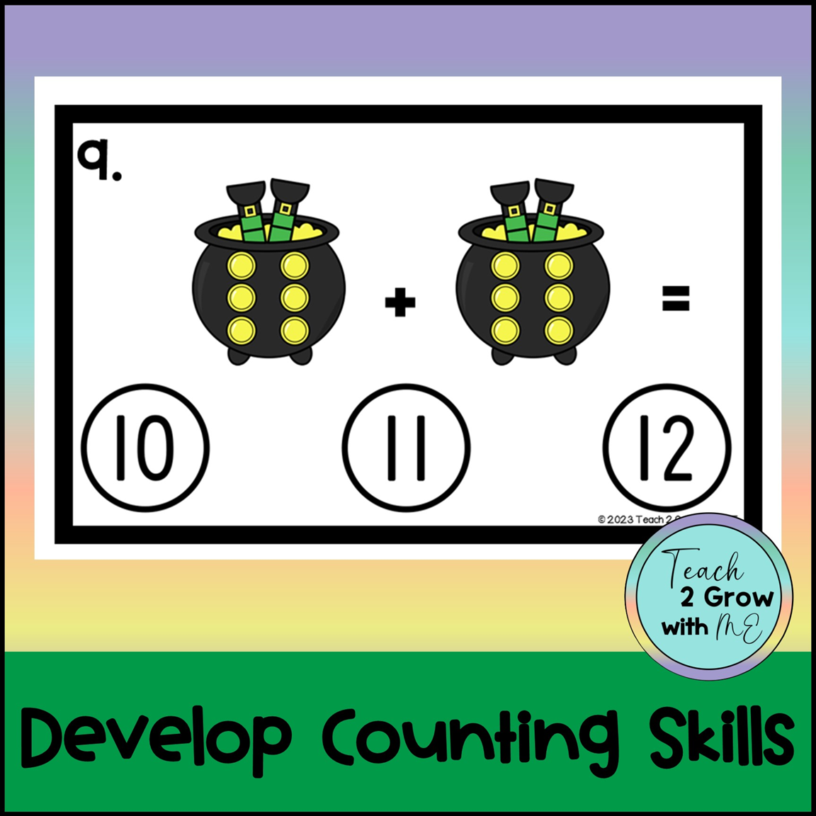 St. Patrick's Day Math Activity Clip Cards Dice Addition to 12 Task ...
