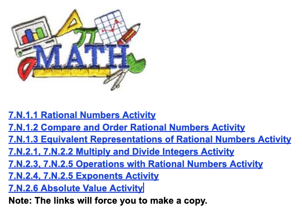 7th Grade Math Activities - Numbers and Operations Bundle | Made By ...