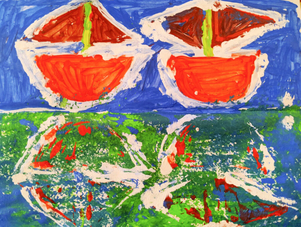 Van Gogh Sailboats Art lesson K 3rd Grade Texture Line Drawing Painting ...