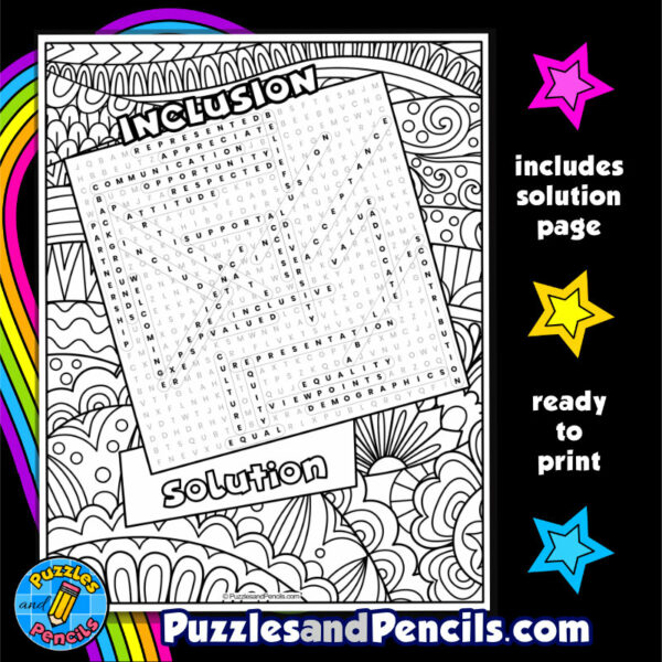 Inclusion Word Search Puzzle with Coloring | Harmony Day Wordsearch ...