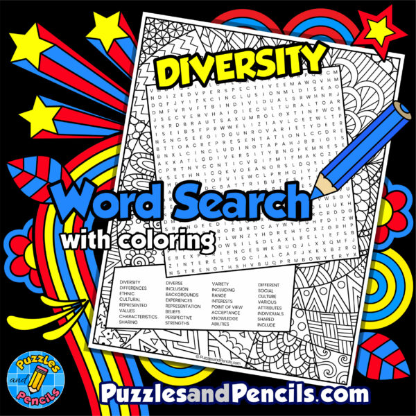 Diversity Word Search Puzzle with Coloring | Harmony Day Wordsearch ...