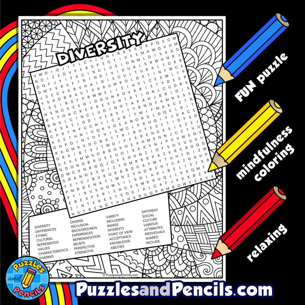 Diversity Word Search Puzzle with Coloring | Harmony Day Wordsearch ...