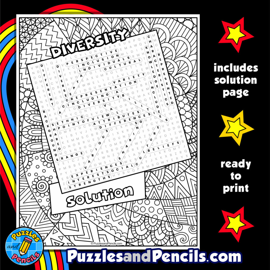 Diversity Word Search Puzzle with Coloring | Harmony Day Wordsearch ...