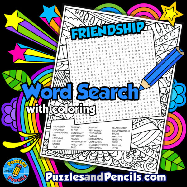 Friendship Word Search Puzzle with Coloring | Harmony Day Wordsearch ...
