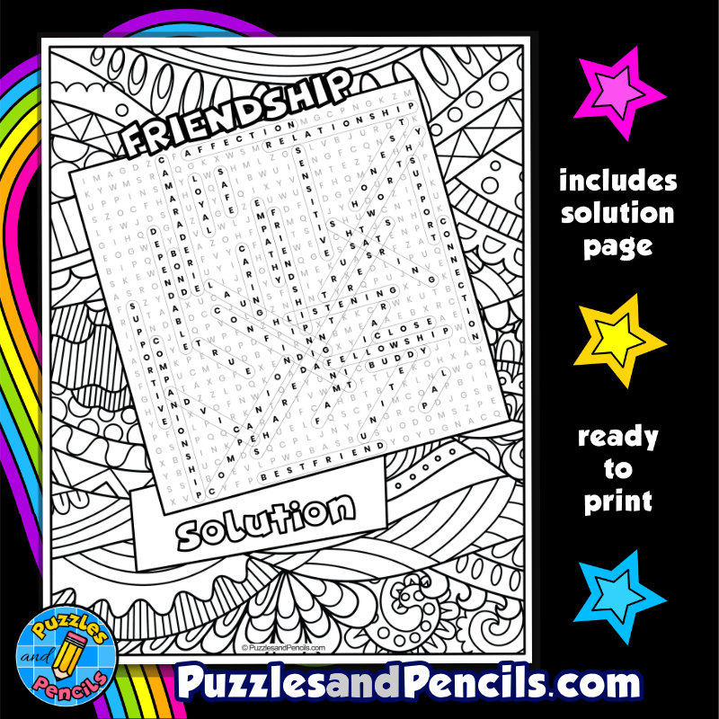 Friendship Word Search Puzzle with Coloring | Harmony Day Wordsearch ...