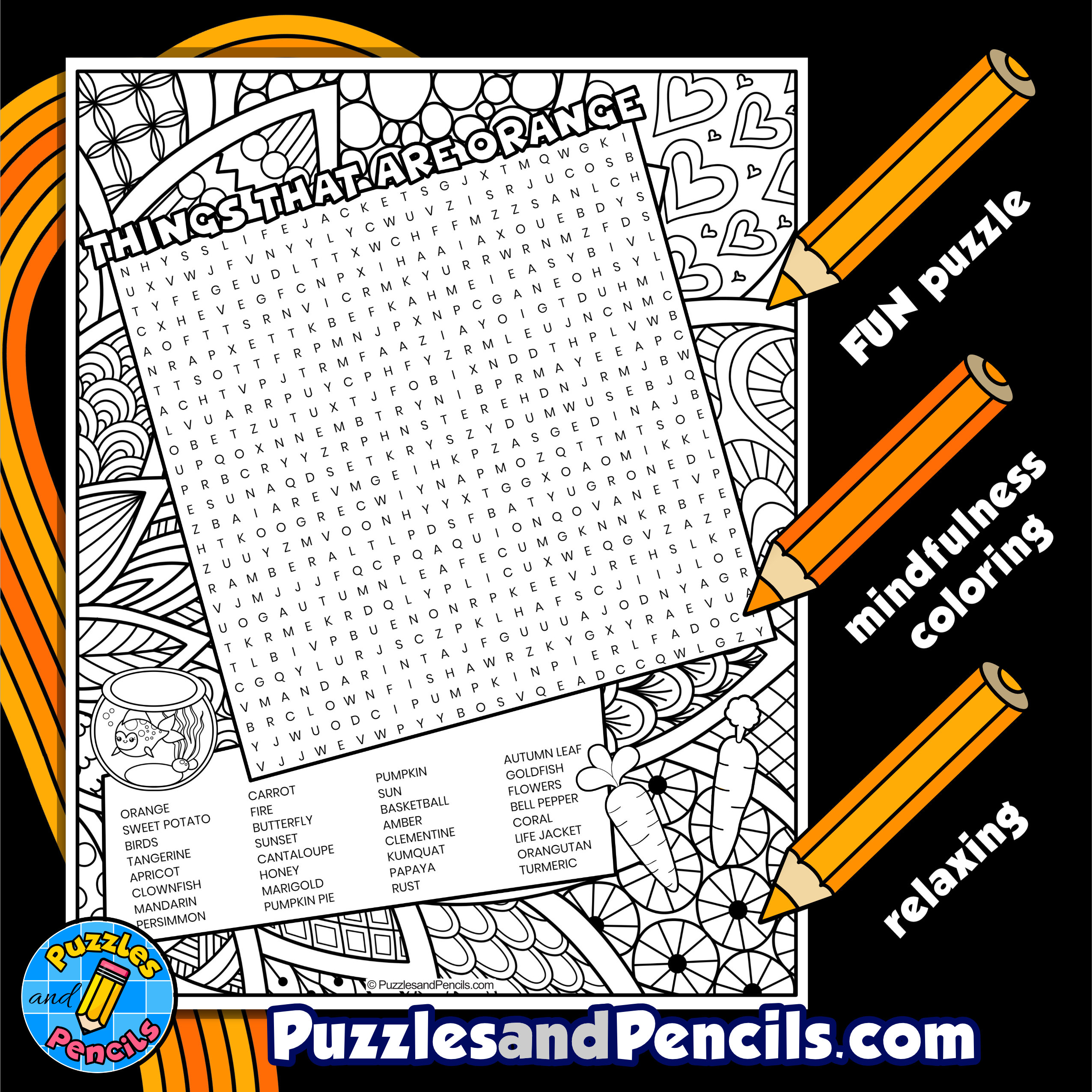 Things that are Orange Word Search Puzzle with Coloring | Harmony Day ...