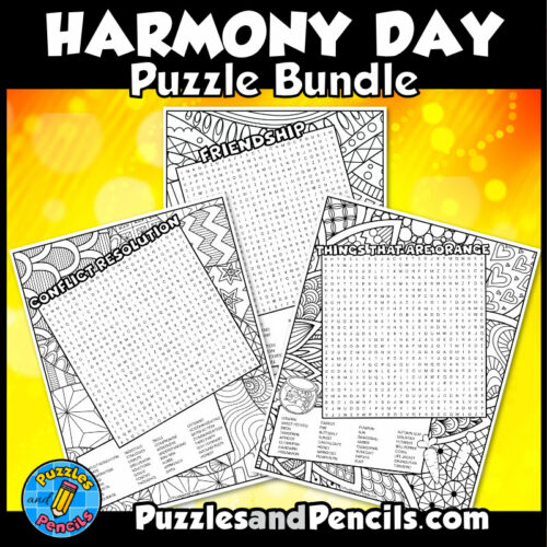 Harmony Day Word Search Puzzle BUNDLE | 9 Harmony Week Wordsearch ...