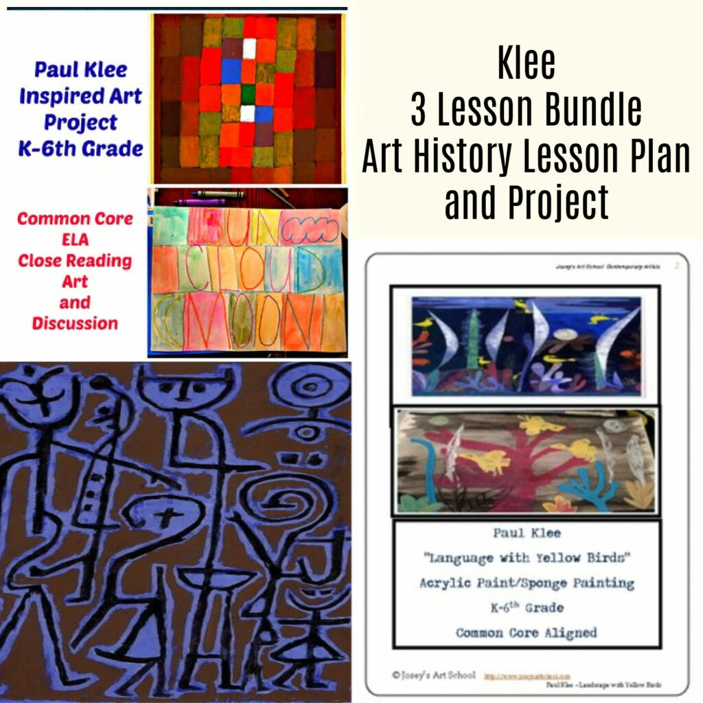 Klee Art 3 Lesson Bundle Birds Primitive people Word art K-4th Grade ...