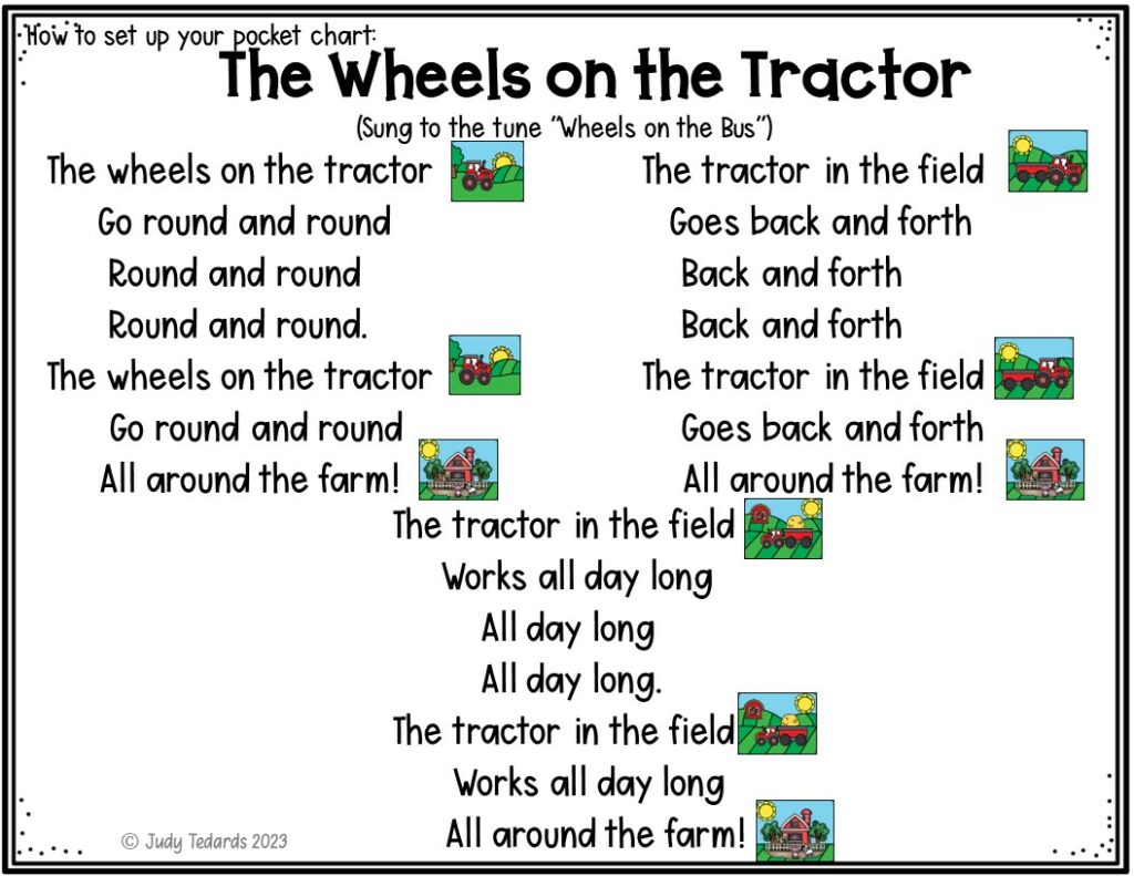 The Wheels on the Tractor {Pocket Chart Song} | Made By Teachers