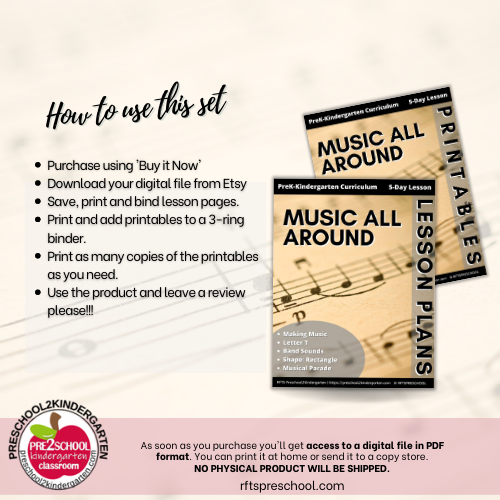 MUSIC ALL AROUND | LESSONS AND PRINTABLES | MATH LITERACY CRAFT ...