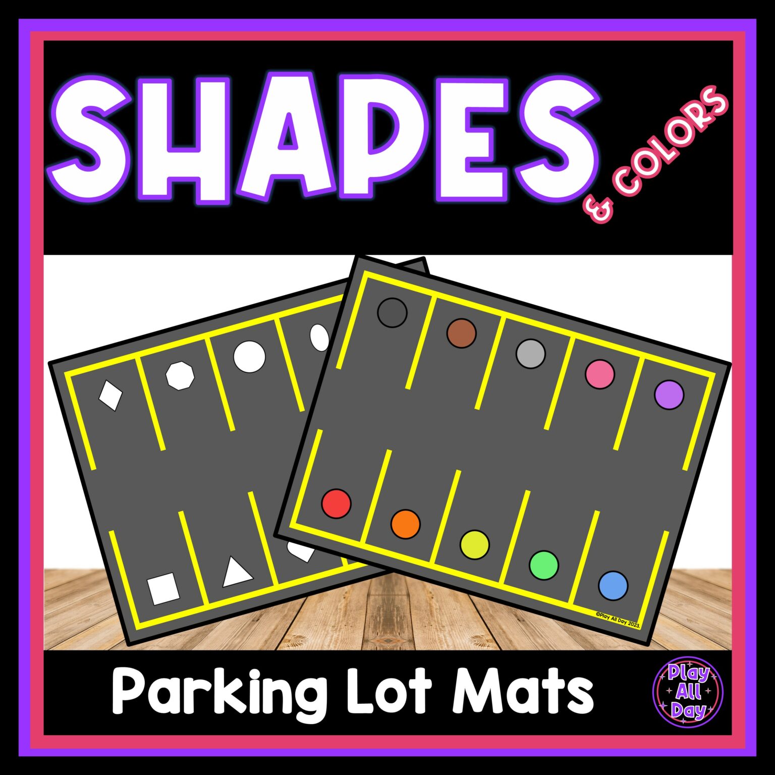 Shapes and Colors Parking Lot Mats | 2D Shapes and Colours Matching ...
