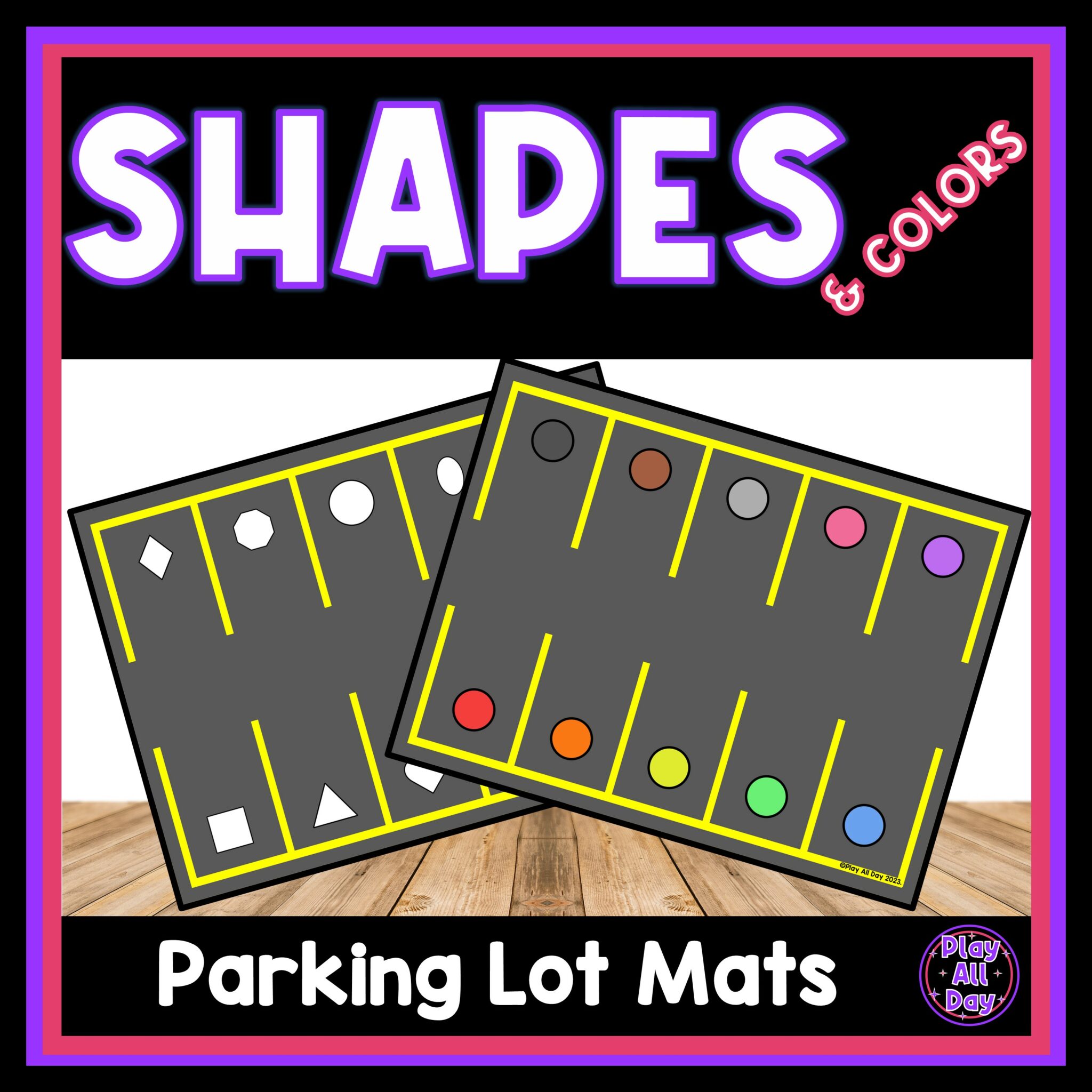Shapes and Colors Parking Lot Mats | 2D Shapes and Colours Matching ...