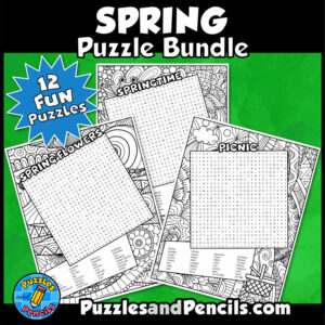 Spring Word Search Puzzle BUNDLE | 12 Spring Wordsearch Puzzles | Made ...
