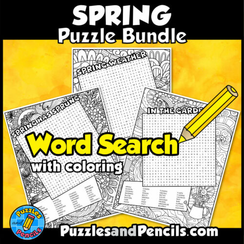 Spring Word Search Puzzle BUNDLE | 12 Spring Wordsearch Puzzles | Made ...