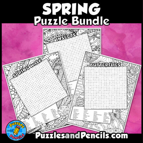 Spring Word Search Puzzle BUNDLE | 12 Spring Wordsearch Puzzles | Made ...