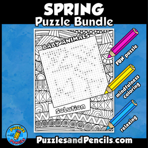 Spring Word Search Puzzle BUNDLE | 12 Spring Wordsearch Puzzles | Made ...