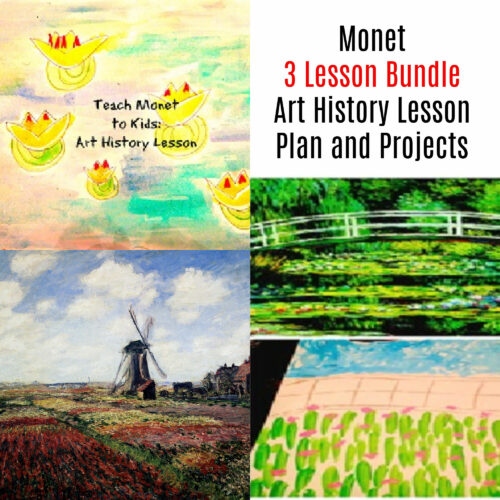 Monet Art 3 Lesson Bundle Water Lilies Bridge Windmill PreK-4th Common ...