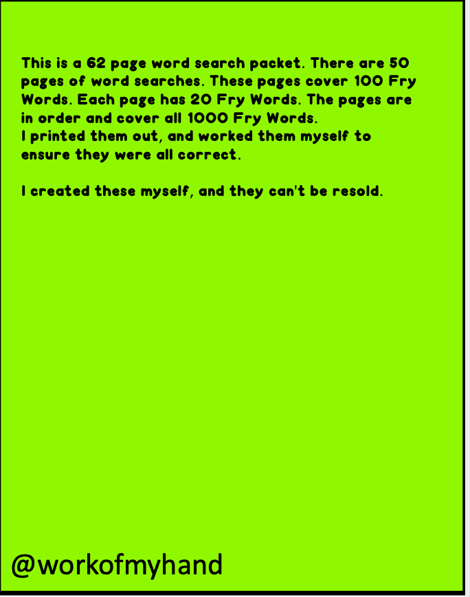 1000 Fry Words Word Search Puzzles | Made By Teachers