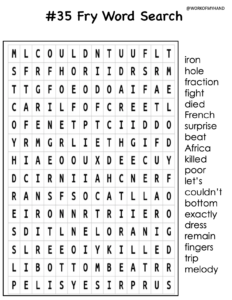 1000 Fry Words Word Search Puzzles | Made By Teachers