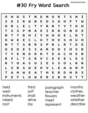 1000 Fry Words Word Search Puzzles | Made By Teachers