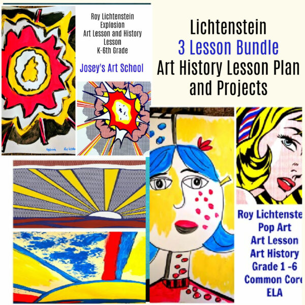 Lichtenstein Art 3 Lesson Bundle Girl Ribbon Sunrise Explosion K-6th ...