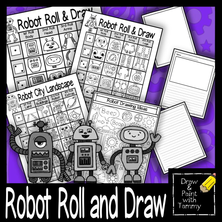 Roll a Robot Themed Robot Futuristic City Roll and Draw Printable Art ...