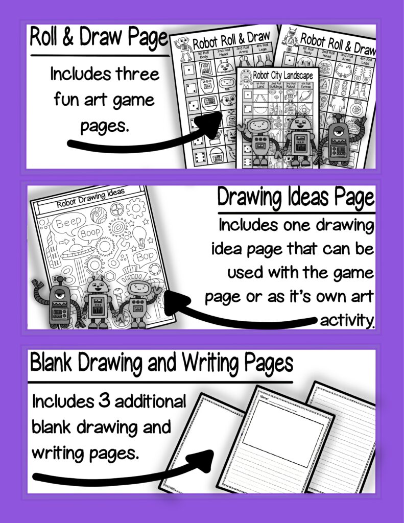 Roll a Robot Themed Robot Futuristic City Roll and Draw Printable Art ...