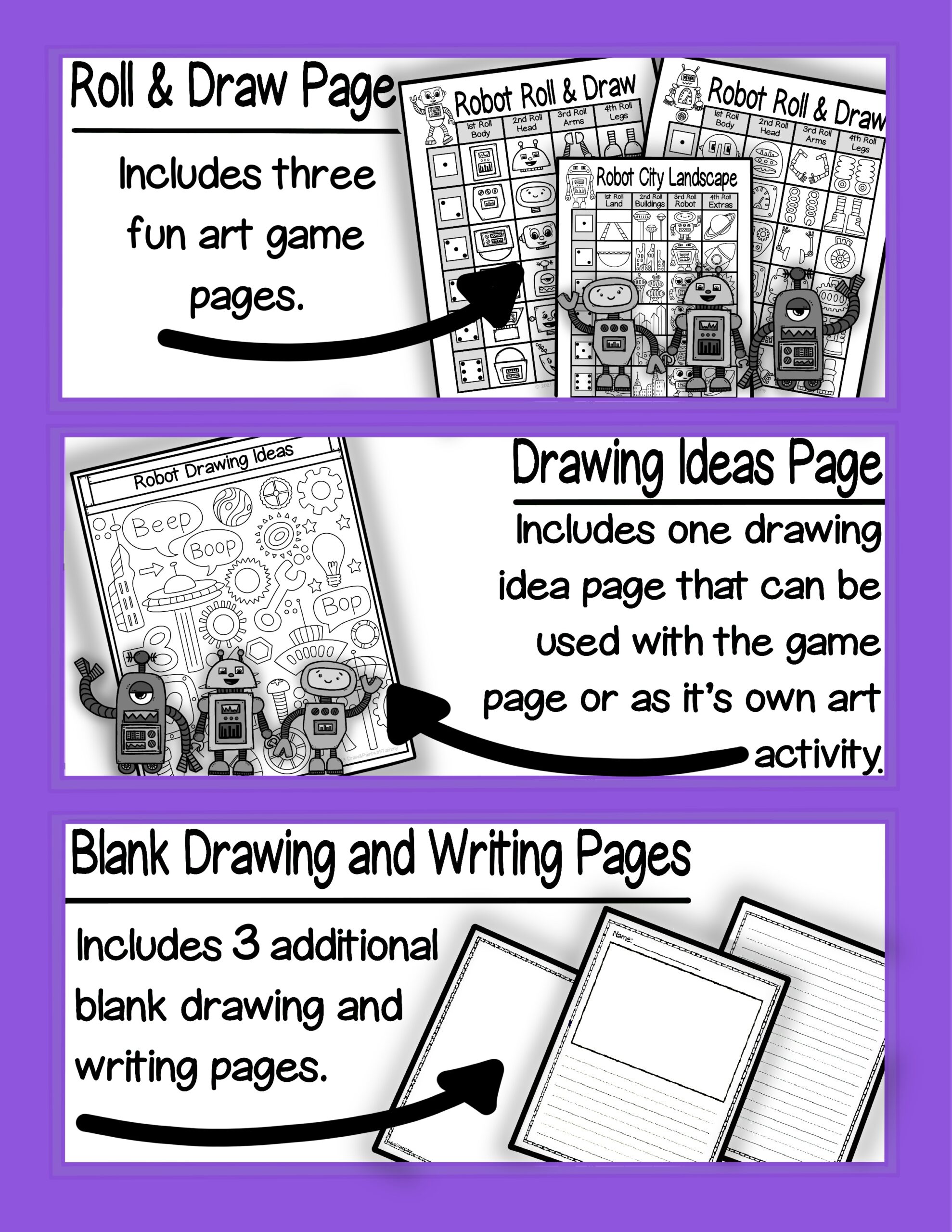 Roll a Robot Themed Robot Futuristic City Roll and Draw Printable Art ...