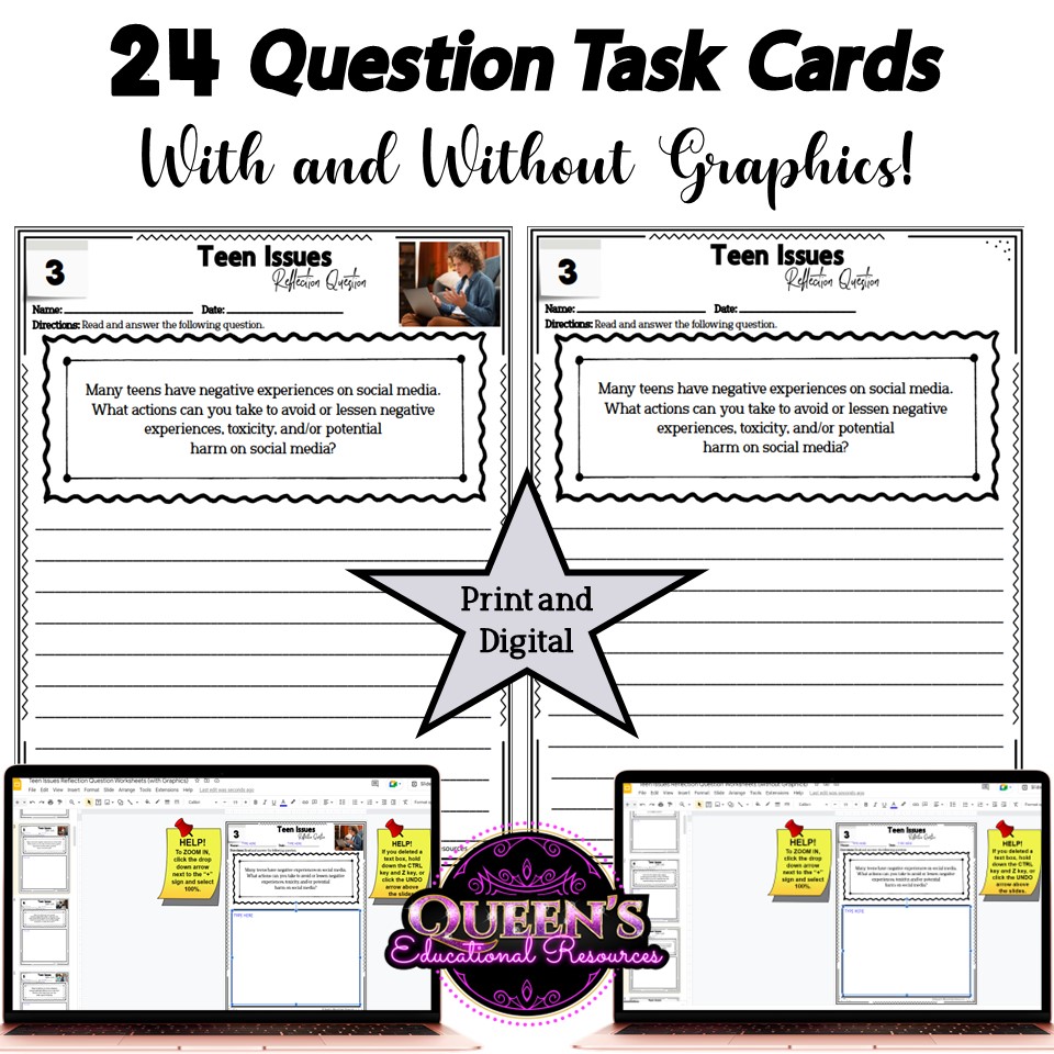 Teen Issues Reflection Questions, Teen Conflicts Questions, Social ...