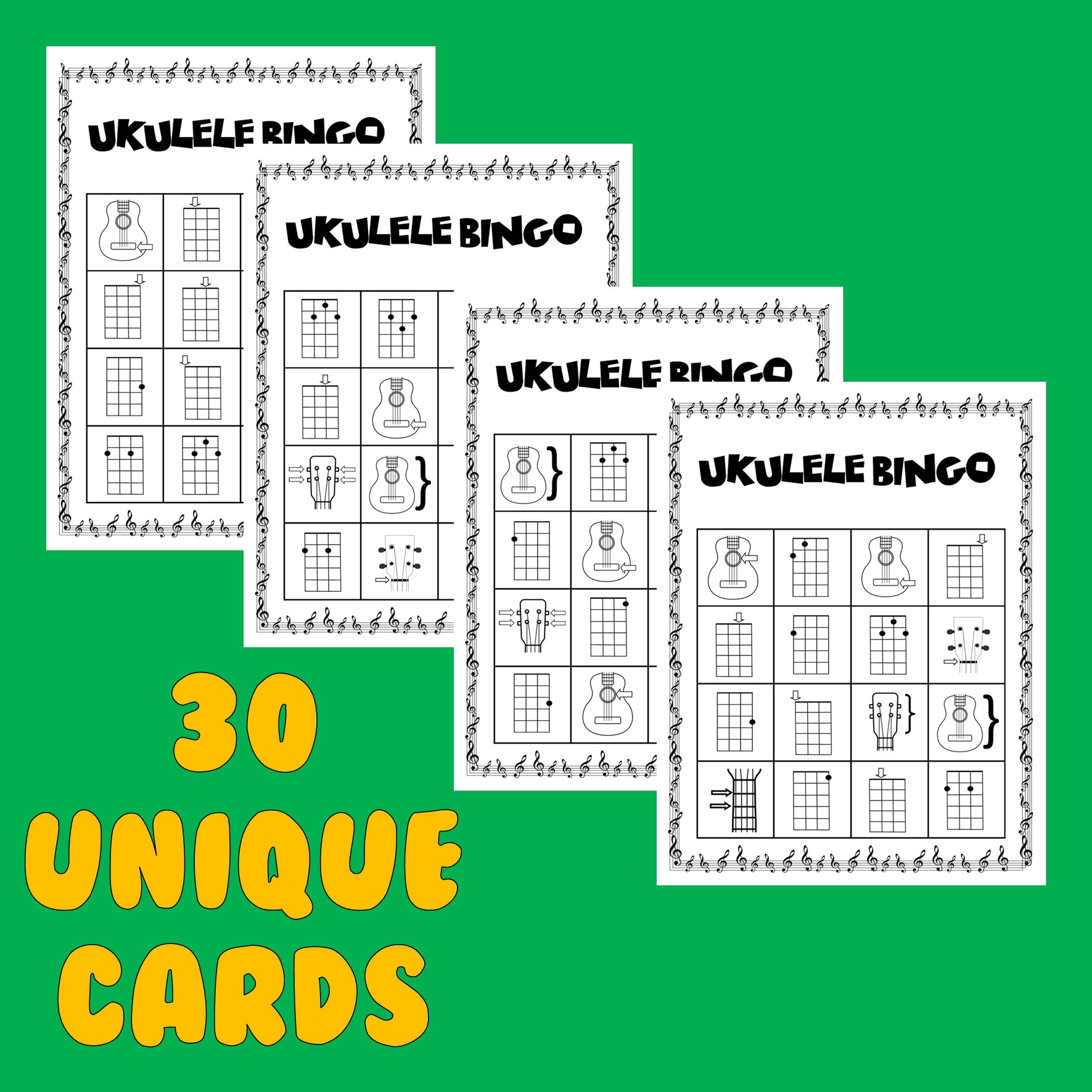 Ukulele BINGO Game 4x4 | Made By Teachers