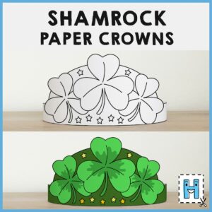 Shamrock Clovers Paper Crown Headband Printable Coloring St. Patrick’s ...