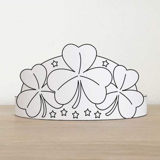 Shamrock Clovers Paper Crown Headband Printable Coloring St. Patrick’s ...