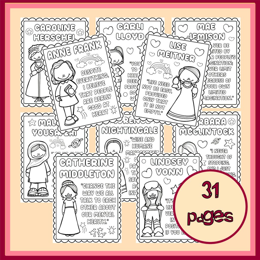 Women's History Month Coloring Pages With Inspirational Quotes, WHM ...