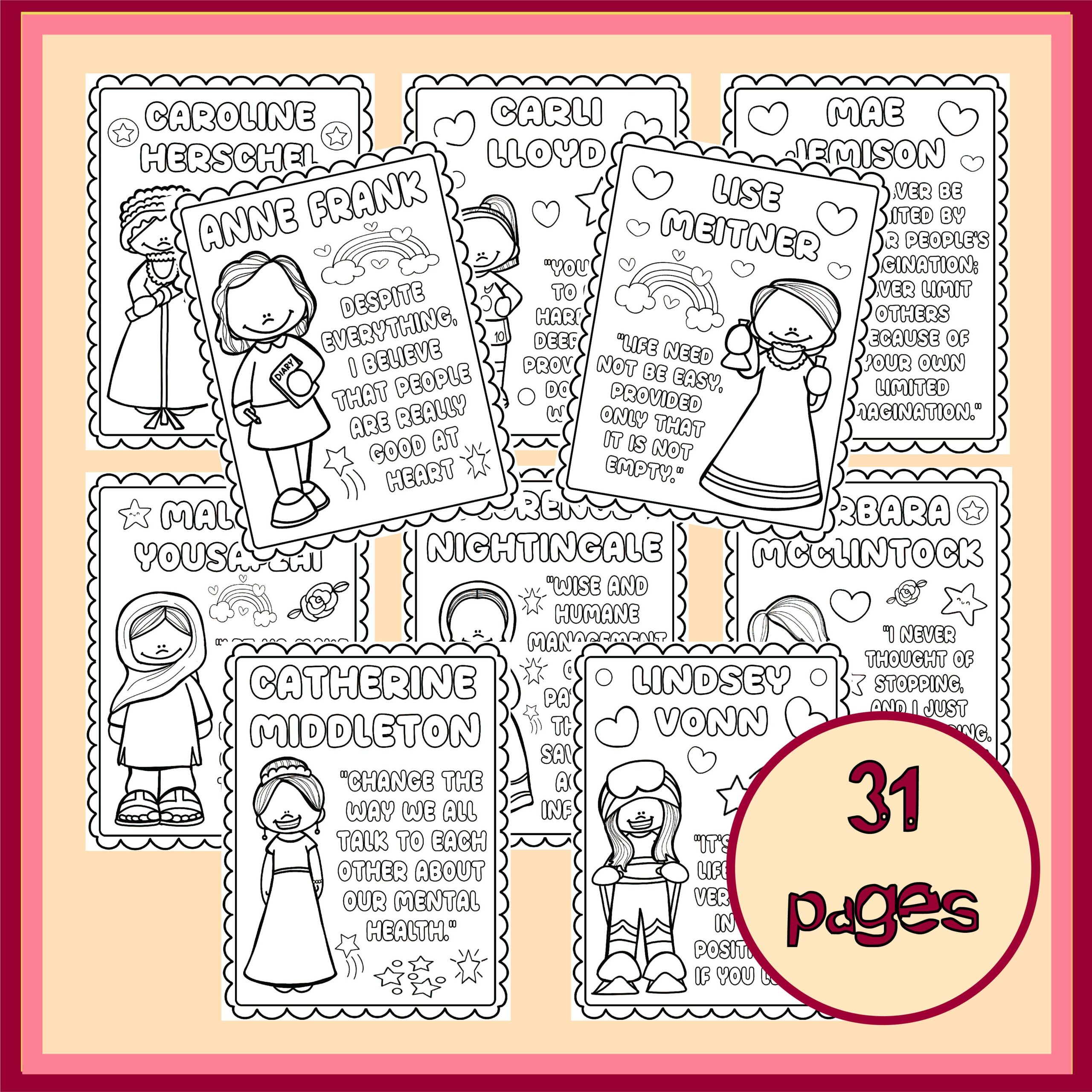 Women's History Month Coloring Pages With Inspirational Quotes, WHM ...