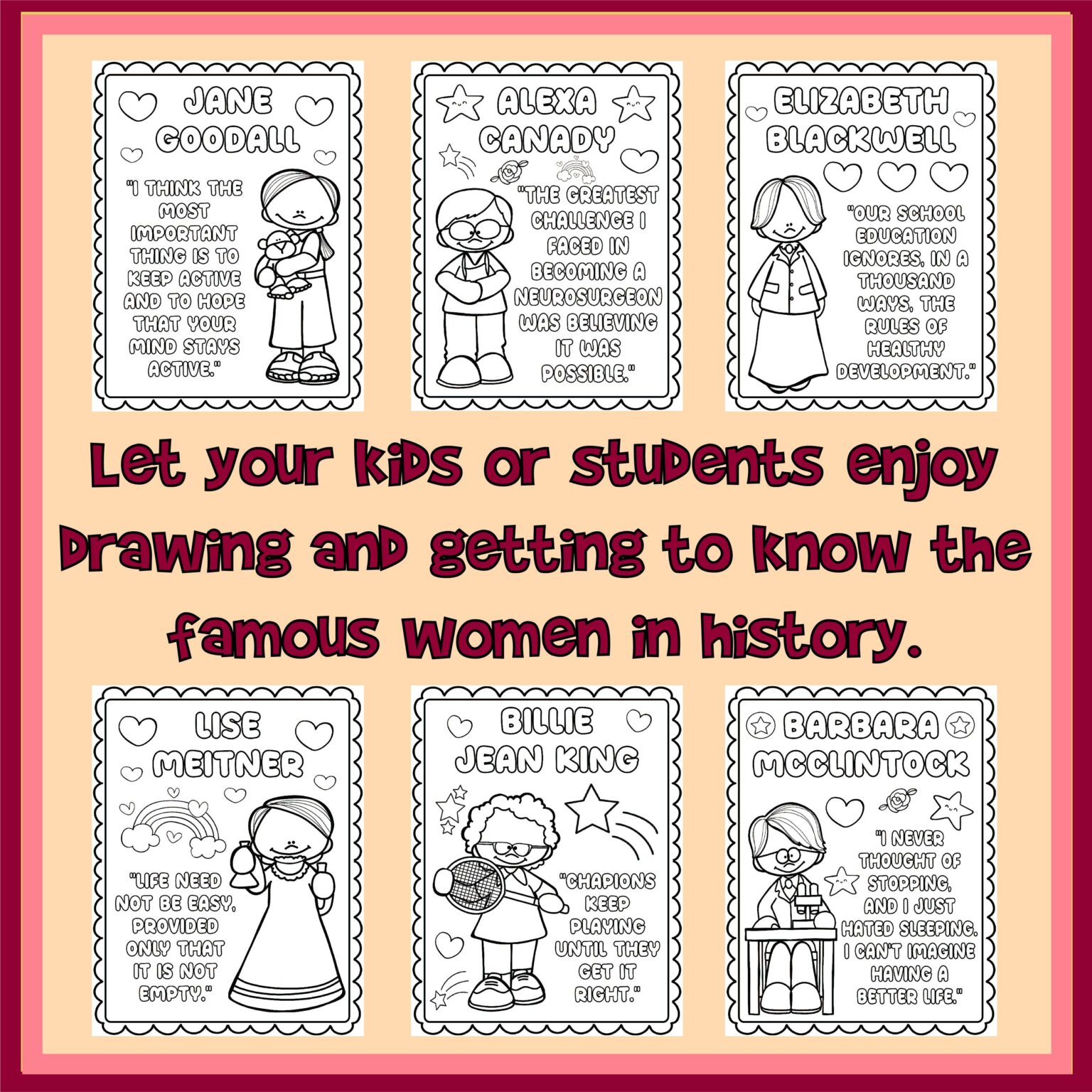 Women's History Month Coloring Pages With Inspirational Quotes, WHM ...