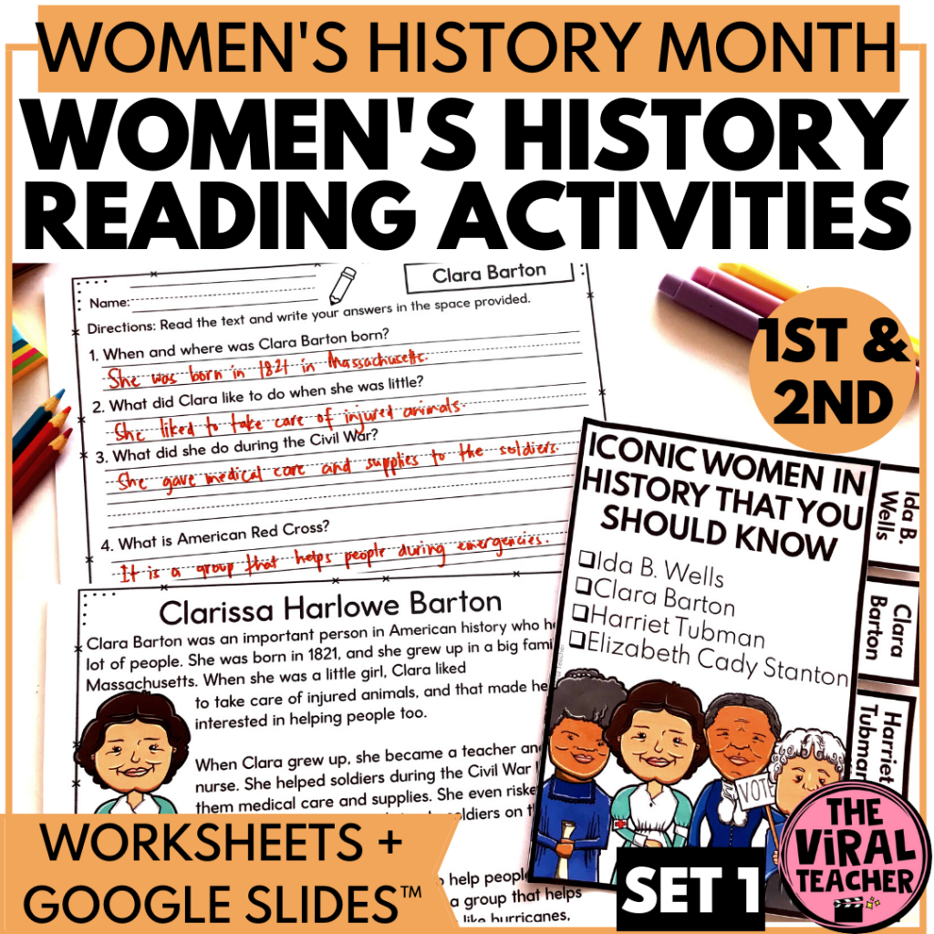 Women's History Month Reading Comprehension Passages and ELA Activities ...