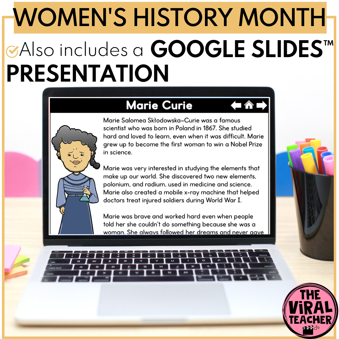 Women's History Month Reading Comprehension Passages and ELA Activities ...