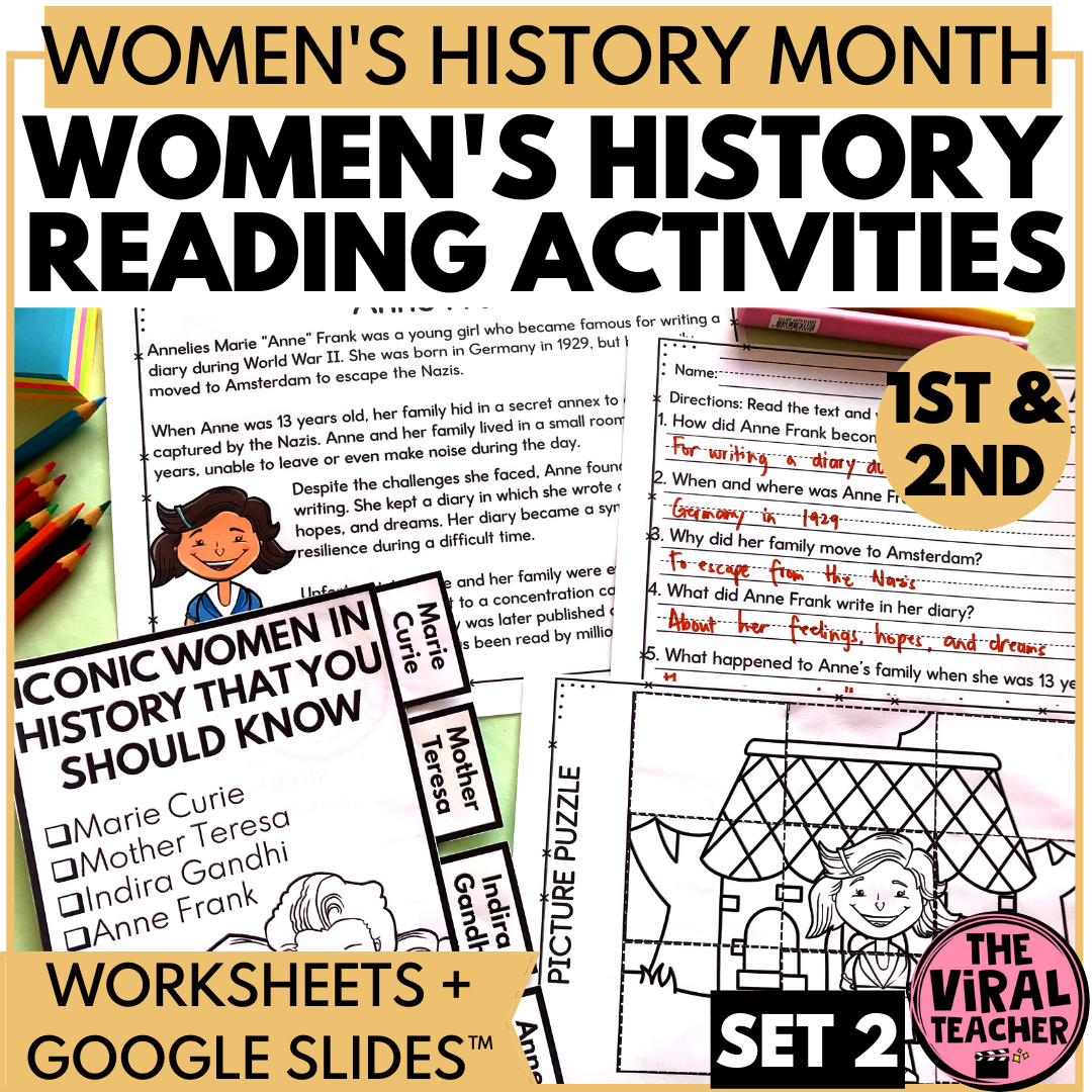 Women's History Month Reading Comprehension Passages and ELA Activities ...