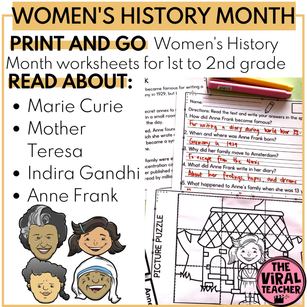 Women's History Month Reading Comprehension Passages and ELA Activities ...