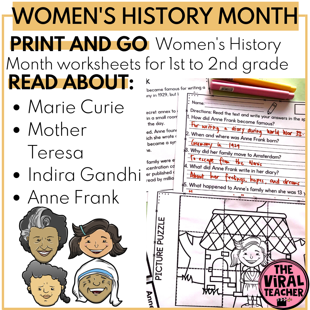 Women's History Month Reading Comprehension Passages and ELA Activities ...