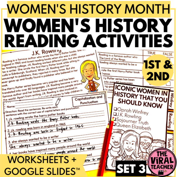 Women's History Month Reading Comprehension Passages and ELA Activities ...
