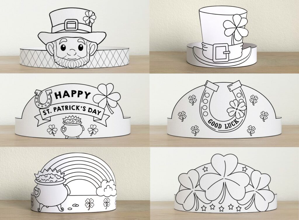 St. Patrick's Day Paper Hats Leprechaun Shamrock Printable Paper ...