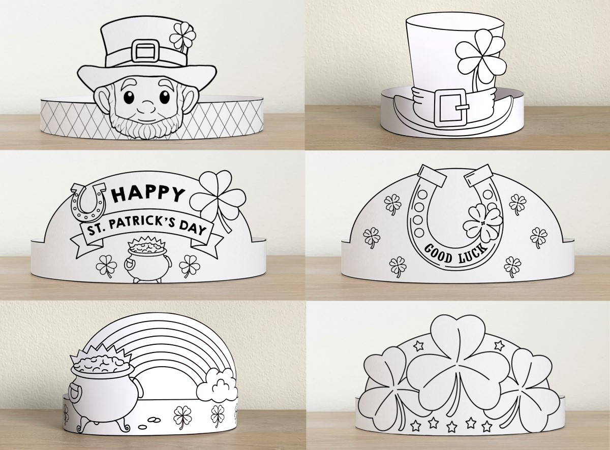 St. Patrick's Day Paper Hats Leprechaun Shamrock Printable Paper ...