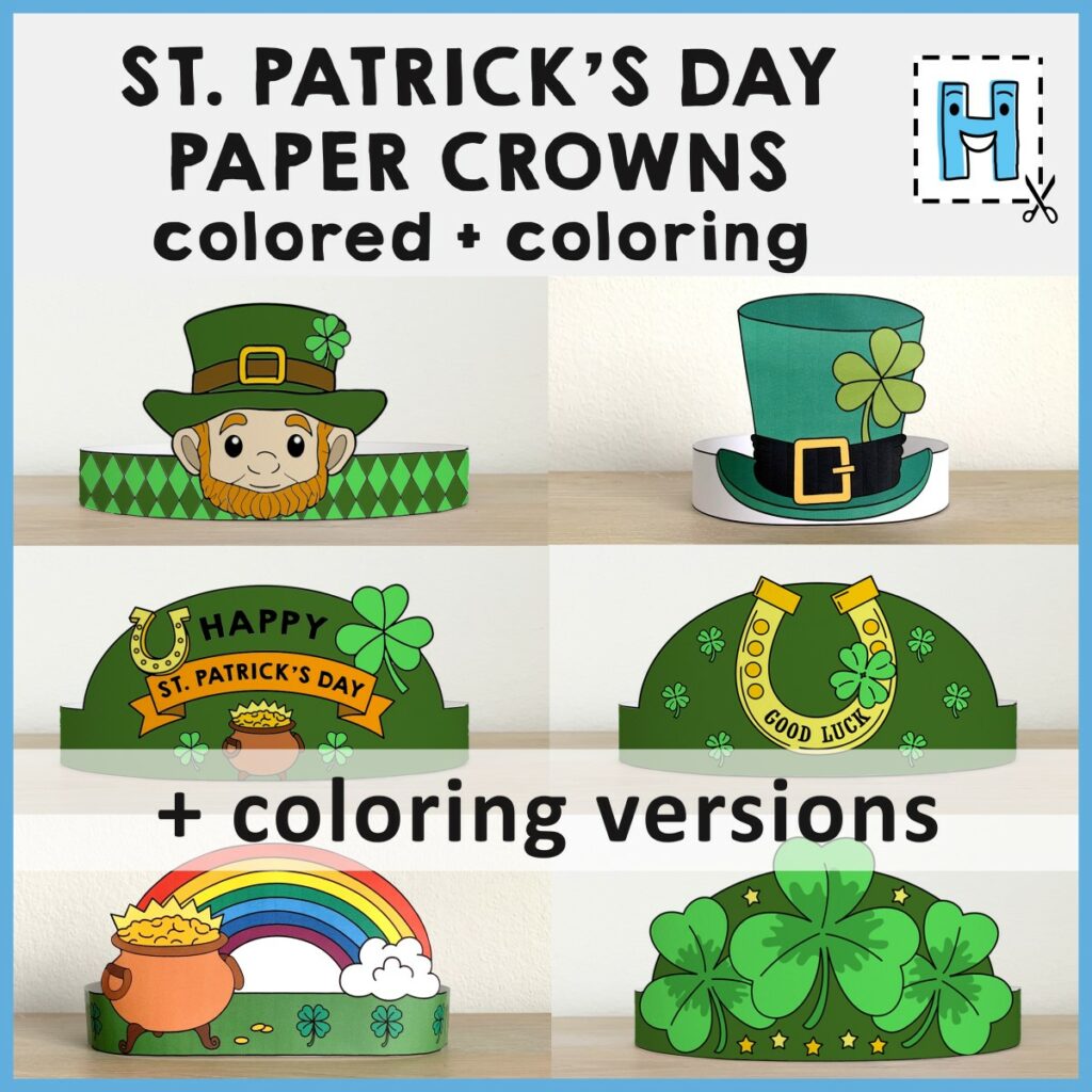 St. Patrick’s Day Paper Hats Leprechaun Shamrock Printable Paper ...